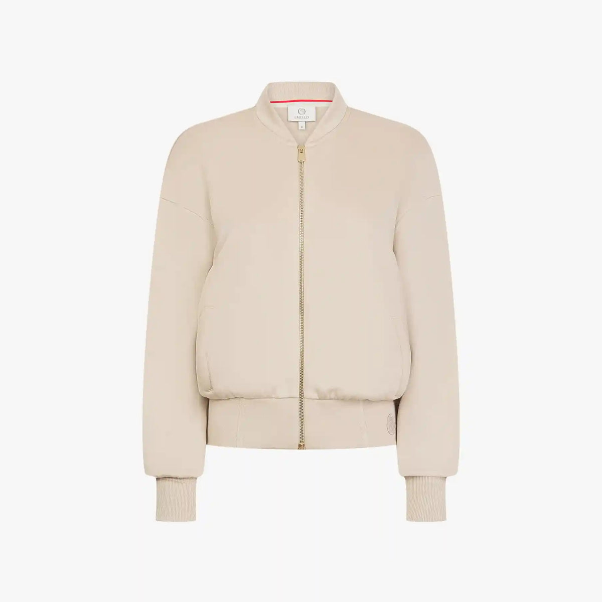 Lyocell Zip-Through Jacket in Neutral with Stand Collar – Emello