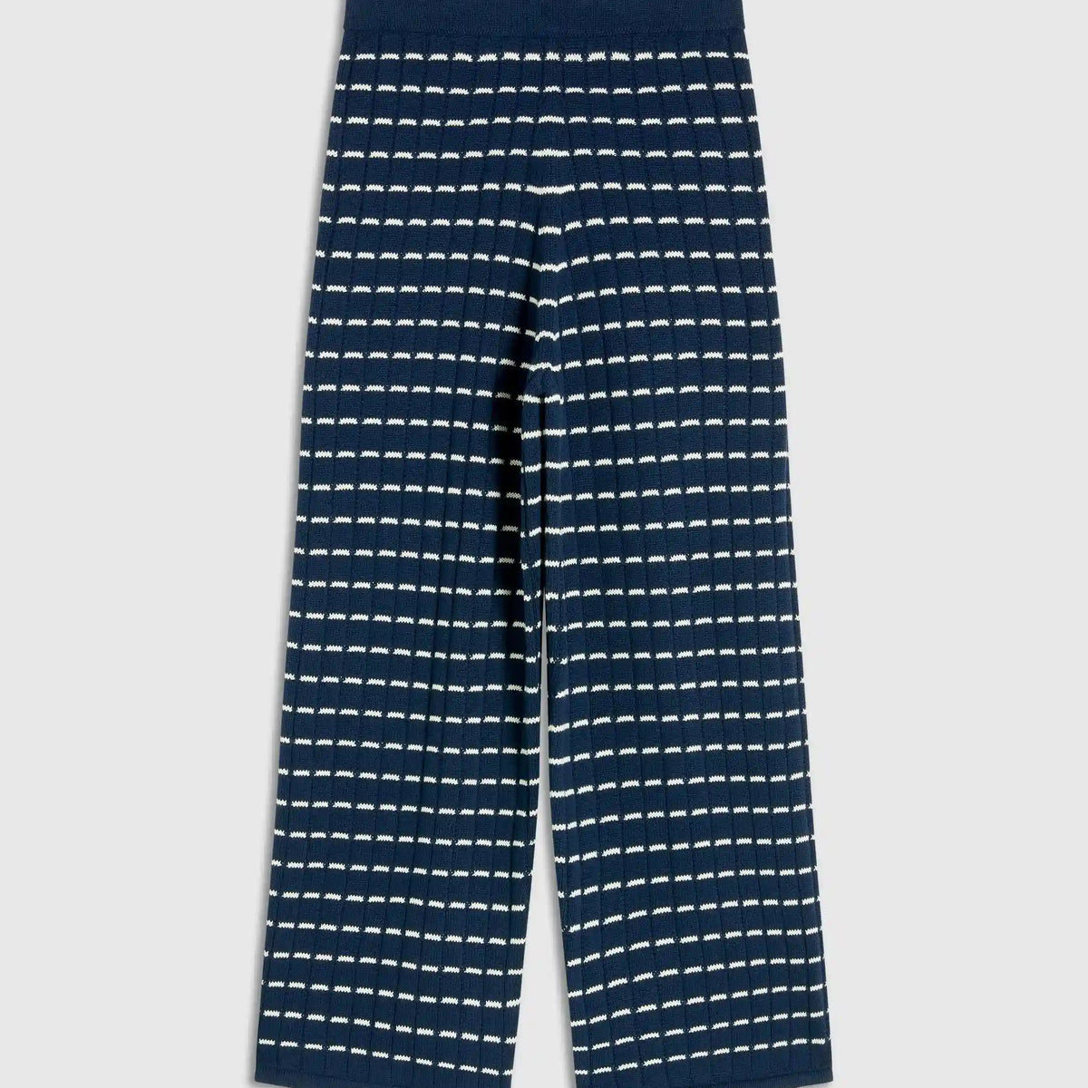 Pointelle Knit Cropped Trousers in Navy Cotton – Emello